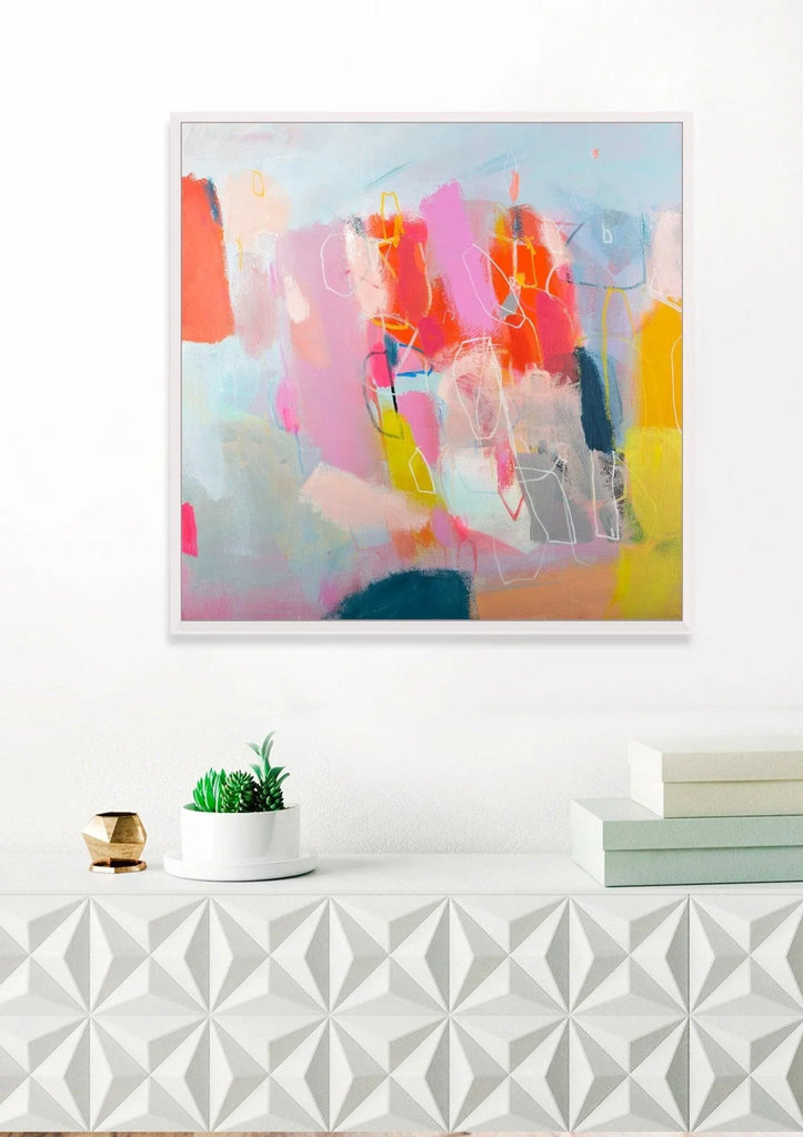 Extra large wall art abstract art print Pink wall art print above bed ...